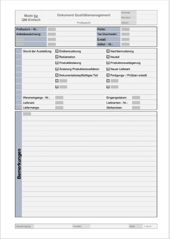 Formular Vorlage Prüfbericht I NEU in Word I ISO 9001